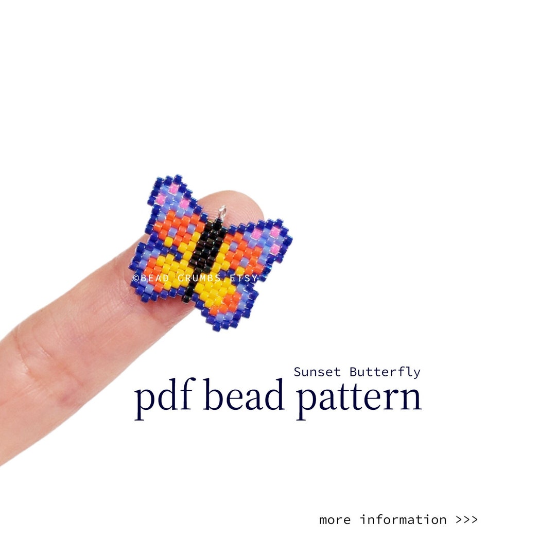 Brick Stitch Beading Pattern, Hawaii Sunset Butterfly, Insect Beaded ...