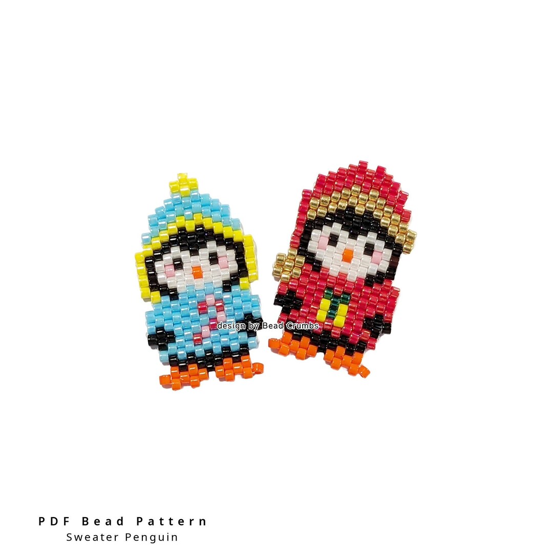 Christmas Sweater Penguins Brick Stitch Bead Pattern, DIY Beaded ...