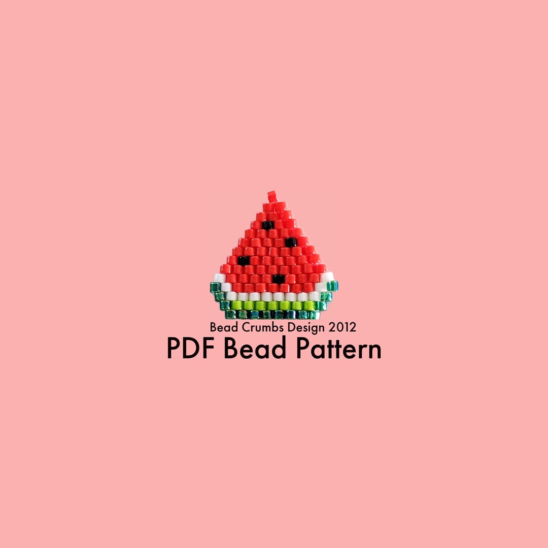 Watermelon Slice, Easy Brick Stitch Beading Pattern, Beaded Charm ...