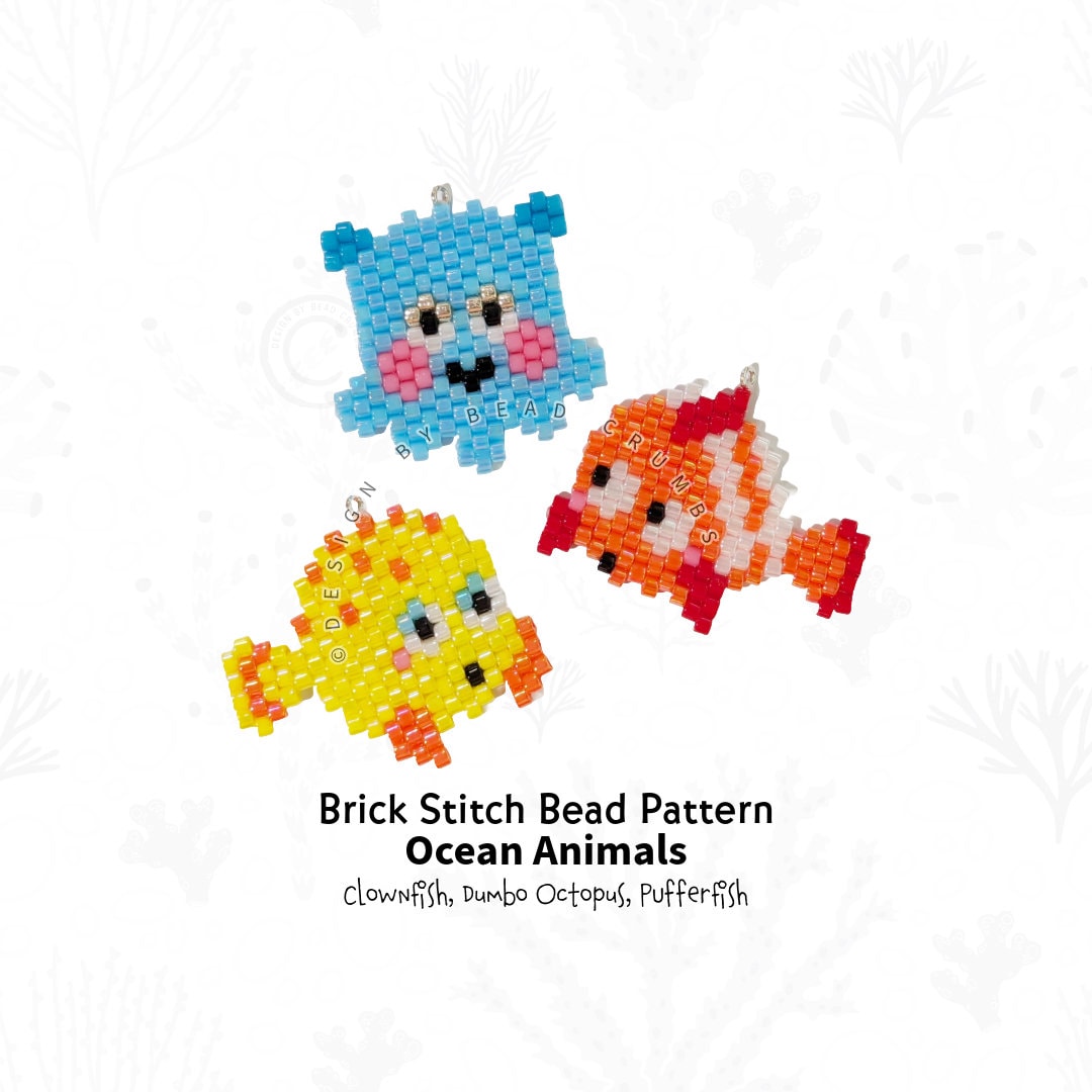 Clownfish Dumbo Octopus Pufferfish Bead Pattern, Brick Stitch Ocean ...