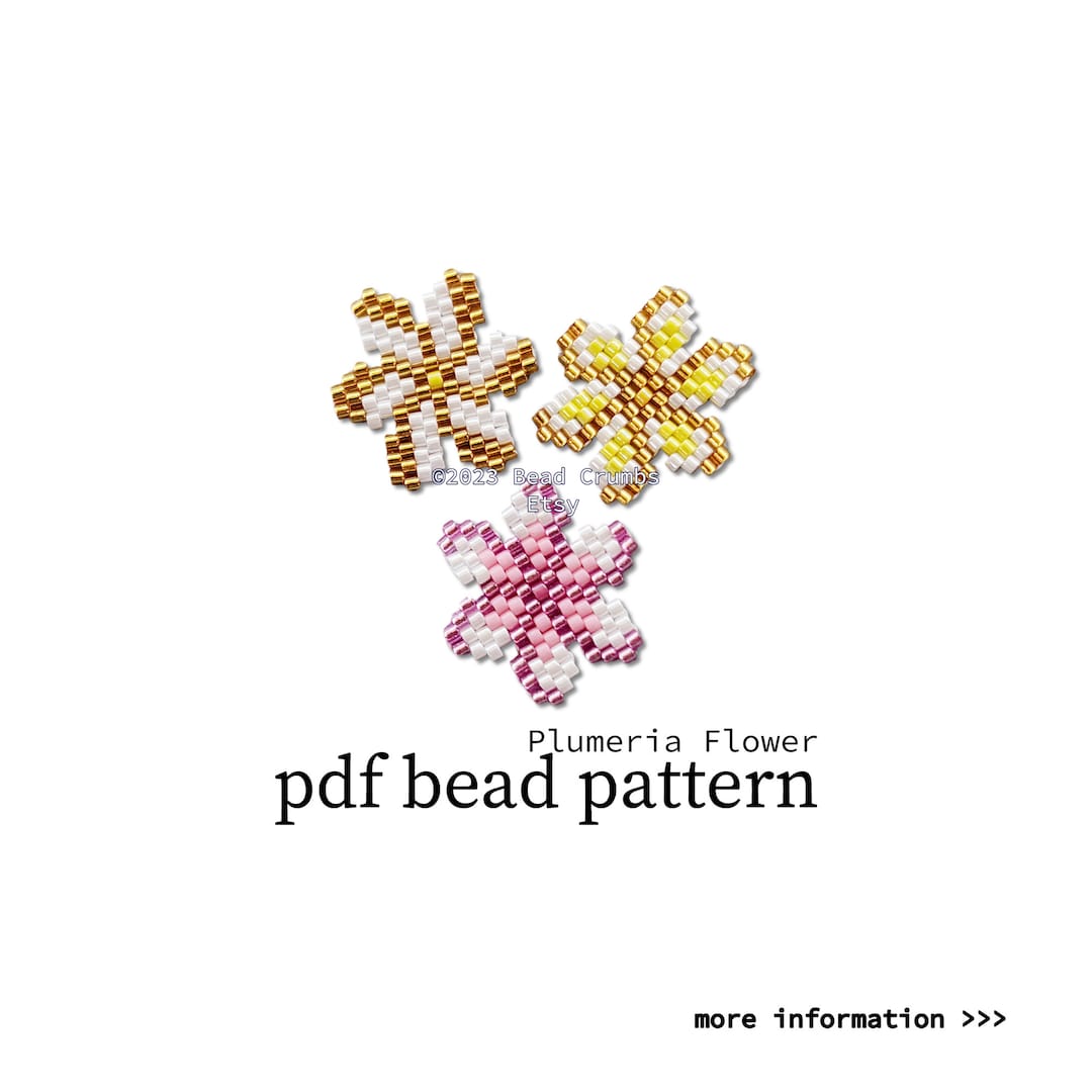 Plumeria Frangipani Flower, Brick Stitch PATTERN, Seed Beads Earring ...