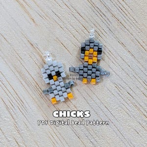 Eagle Set Bead Craft Pattern – Two Adult Birds and Two Chicks, DIY Brick Stitch Animal Pendant ...