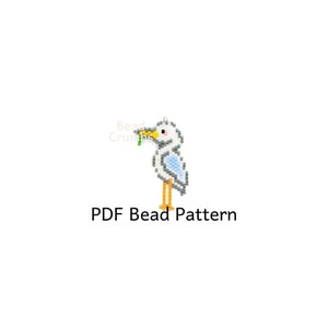 Egret Bird Brick Stitch Bead Pattern, Miyuki Animal Charm, DIY Beading ...