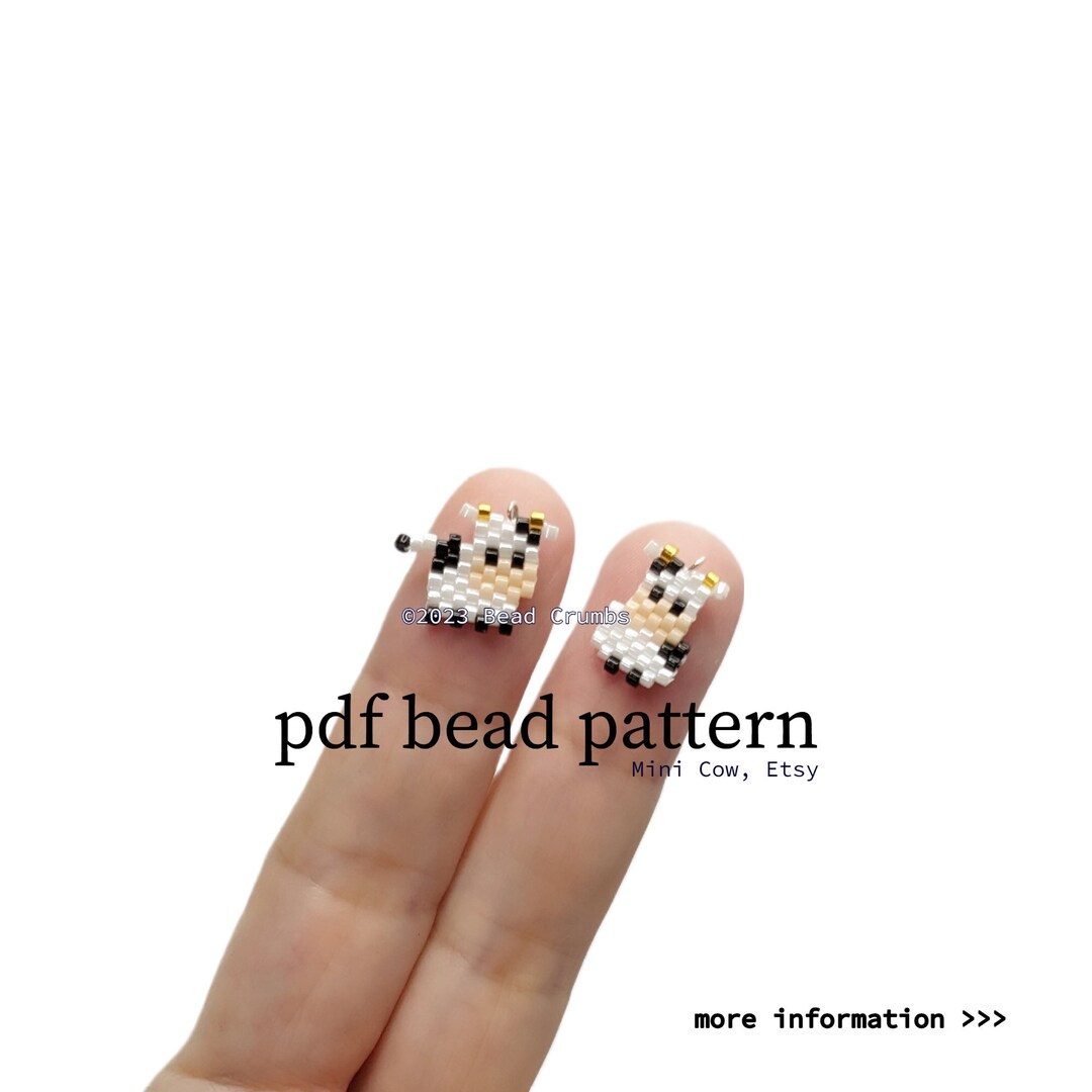 MINI Cow Brick Stitch Bead Pattern, DIY Beaded Jewelry Charms, PDF ...