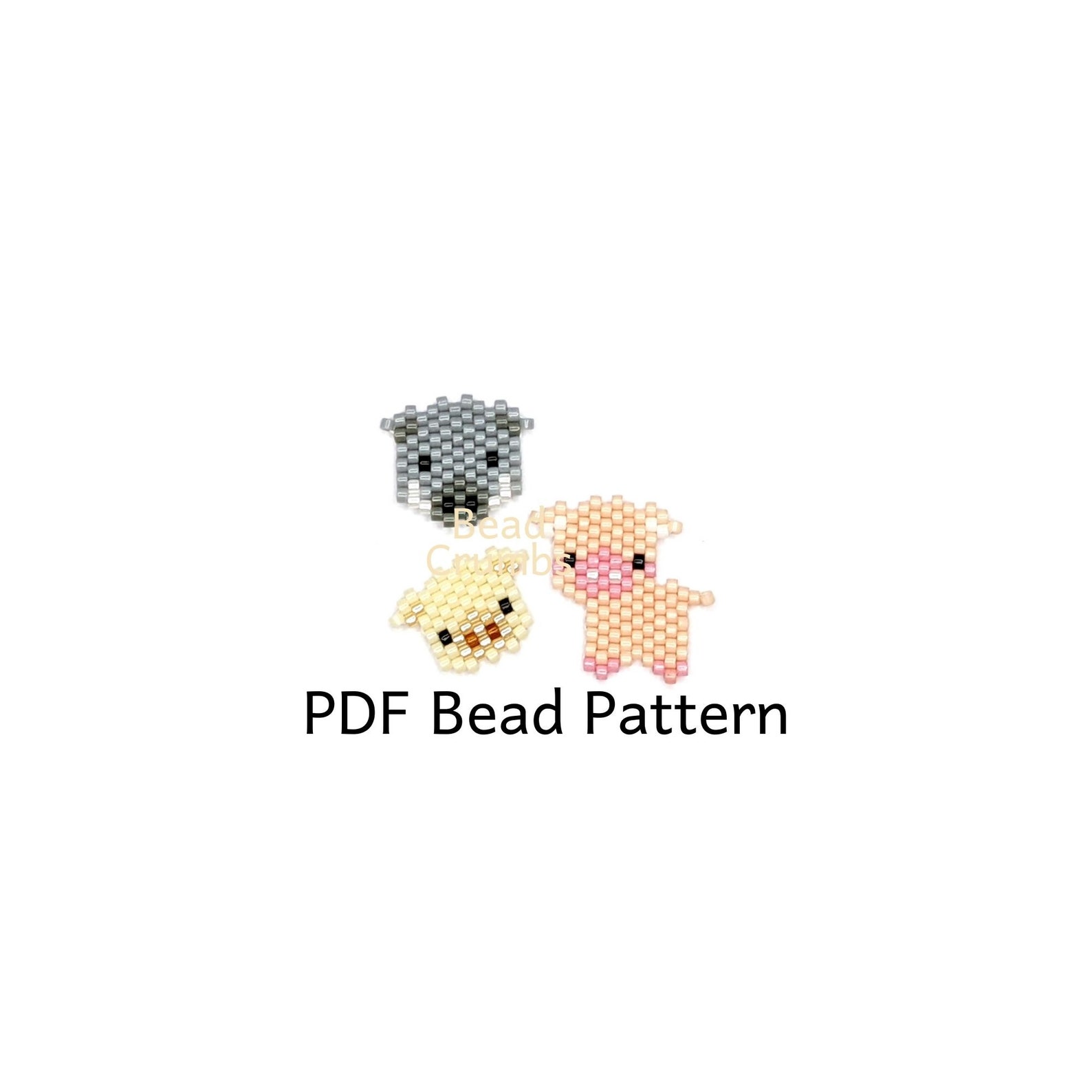 Little Pig Bead Pattern Set Animal Brick Stitch Beading PDF - Etsy