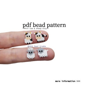 MINI Cow and Sheep Brick Stitch Bead Pattern, DIY Beaded Jewelry Charms, PDF Digital Download - Etsy