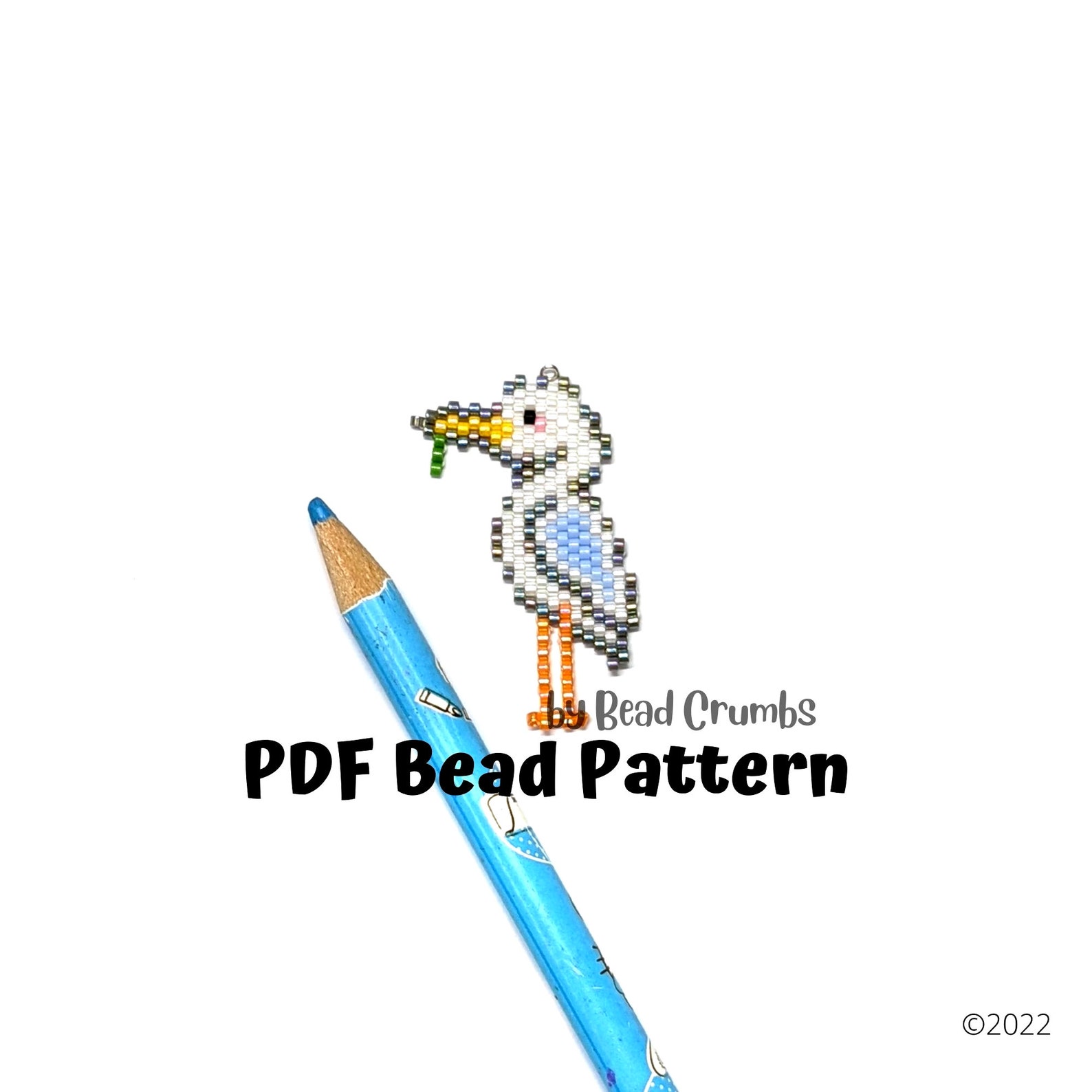 Egret Bird Brick Stitch Bead Pattern Miyuki Animal Charm DIY - Etsy