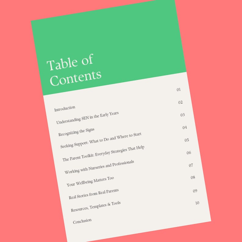 SEN Support for Parent/carers - Early Years - Etsy