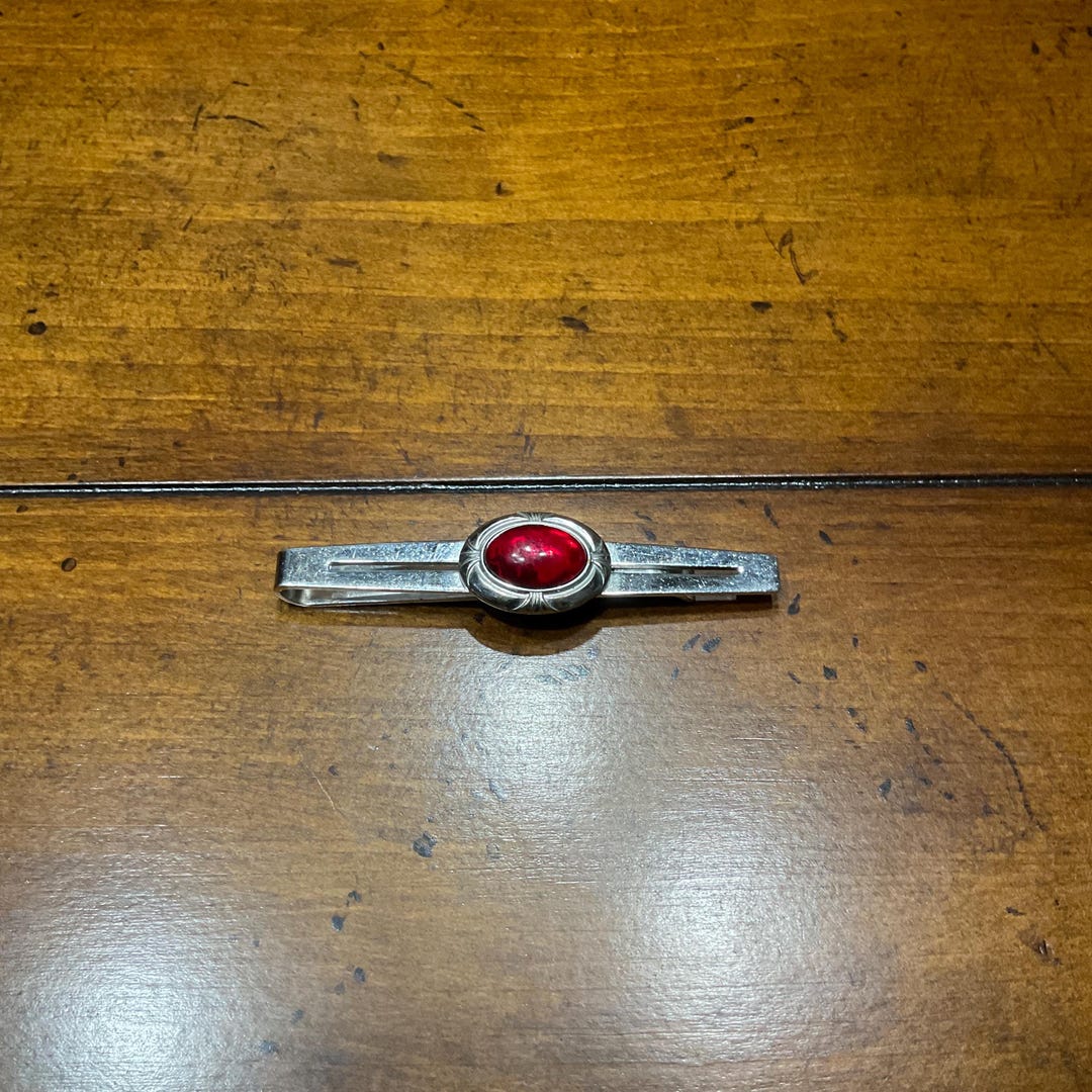 Vintage Anson Silver Tone Tie Clip With Red Stone - Etsy