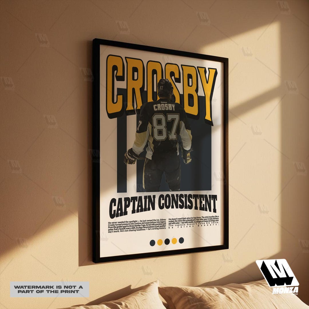 Sidney Crosby Poster, Pittsburgh Penguins Wall Art, NHL Hockey Print ...