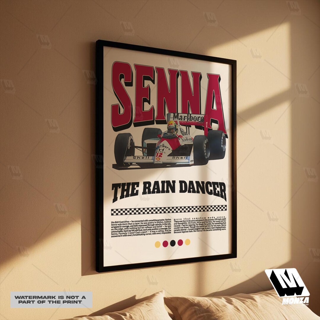 Ayrton Senna F1 Print | Legendary Formula 1 Poster | Mclaren Racing Art ...