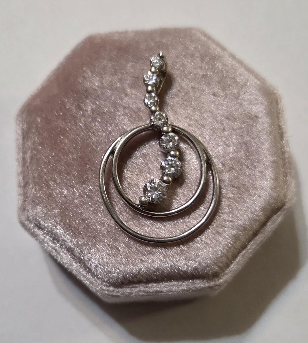 Sterling Silver 925 Cubic Zirconia Journey Pendant W/ Double Circles ...