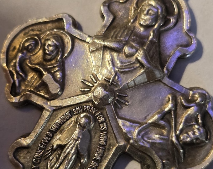 Vintage Catholic 4 Way Cross Medal - I AM CATHOLIC - Sterling Silver - Etsy