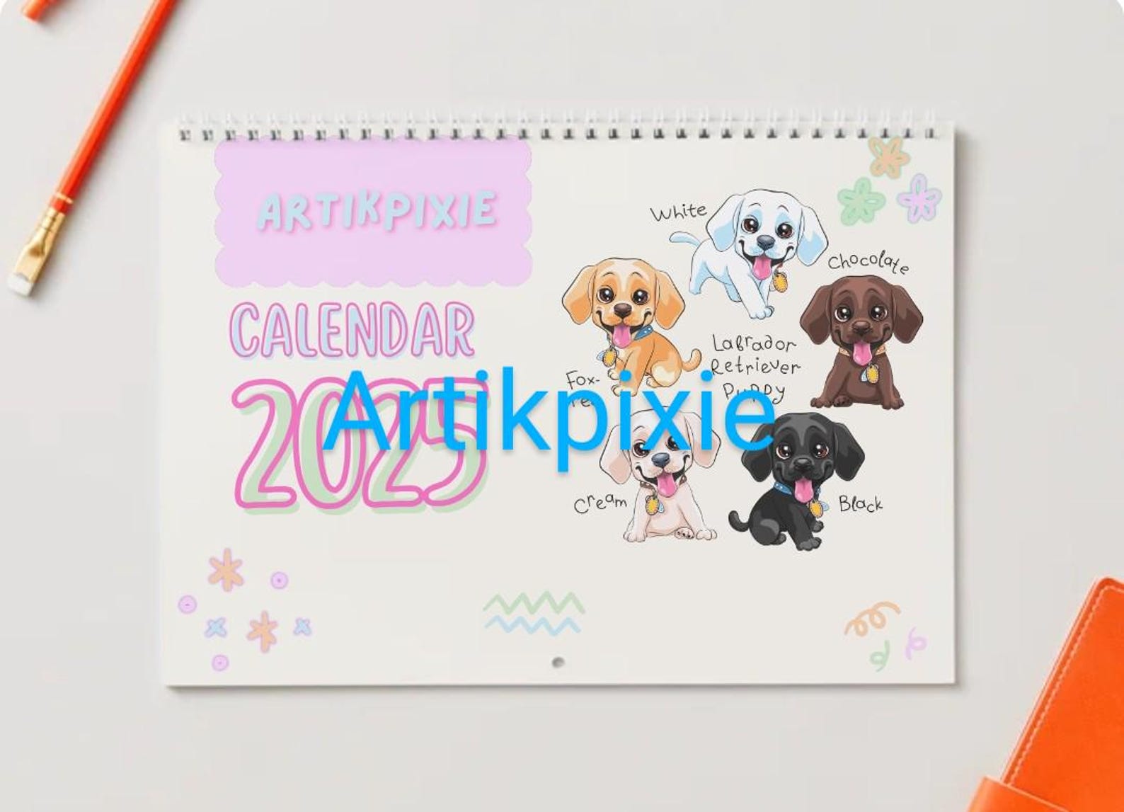 2025 Printable Dog Calendar | Cute Puppy Themed Wall Art PDF | Labrador ...