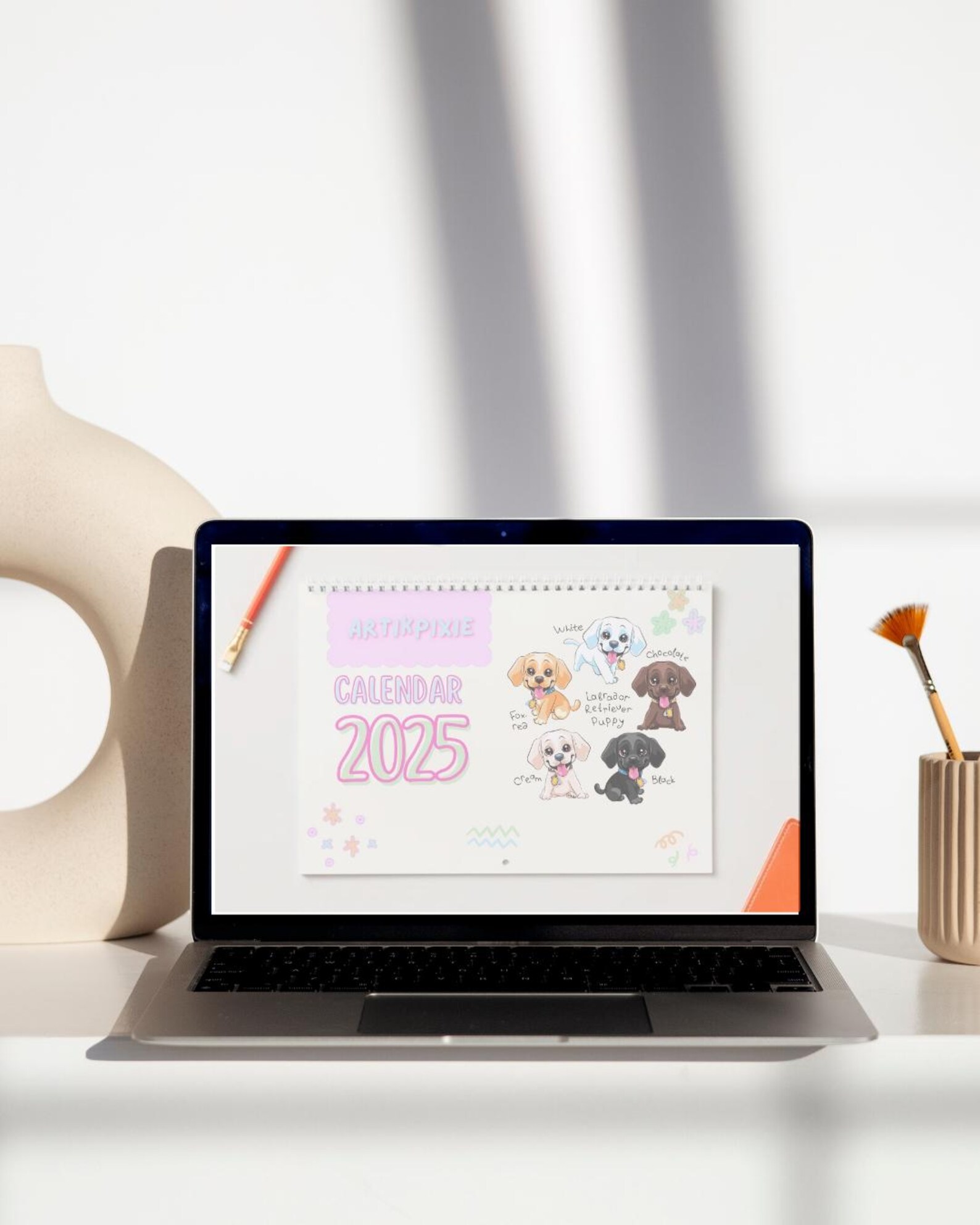 2025 Printable Dog Calendar | Cute Puppy Themed Wall Art PDF | Labrador ...