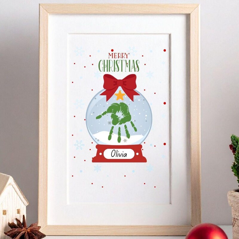 Handprint Snowglobe - Etsy