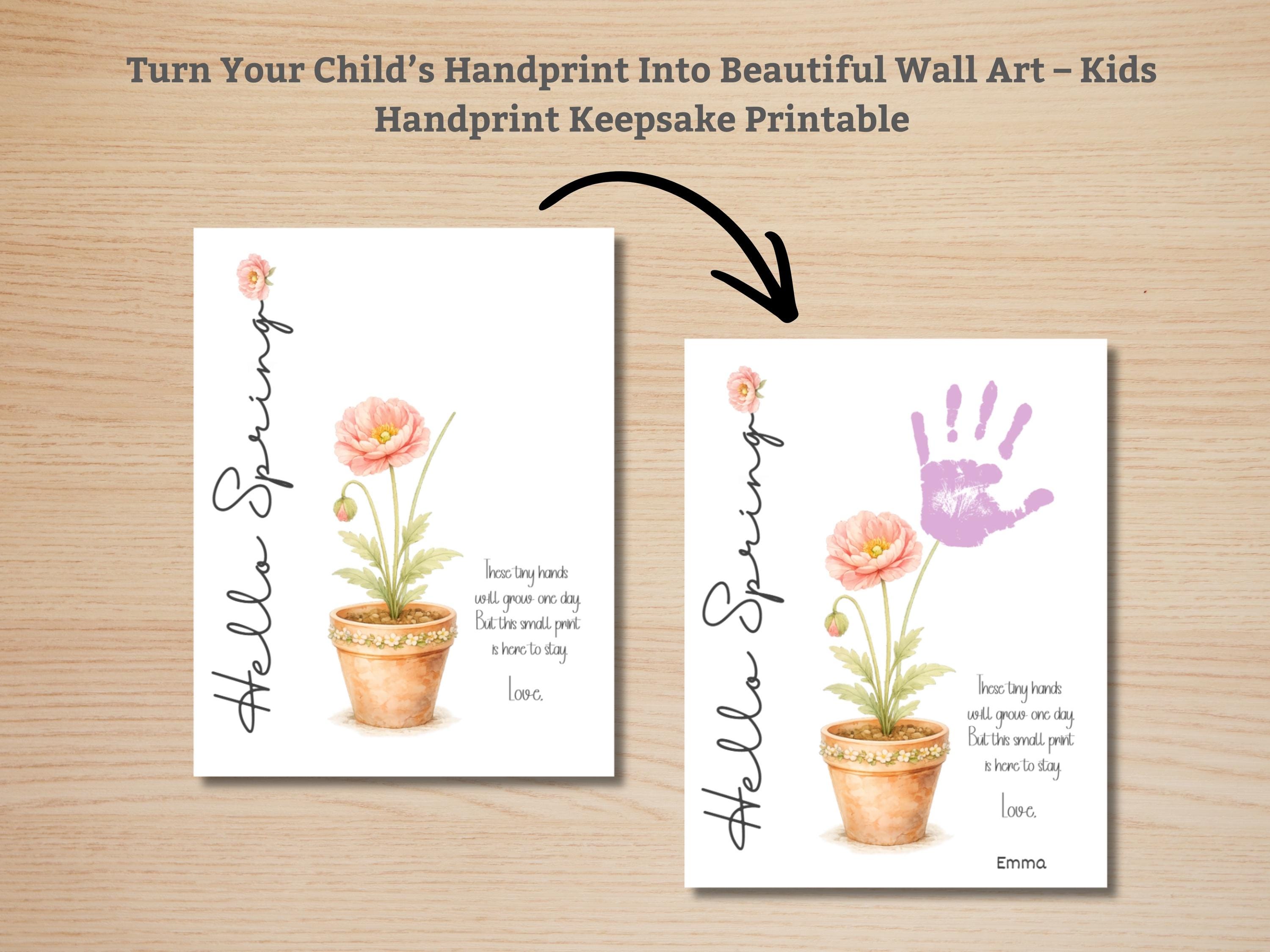 Hello Spring Handprint Printable Kids Craft | Flower Keepsake Art ...