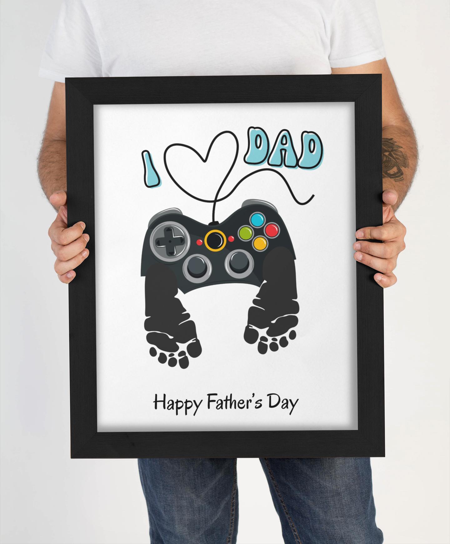 Dad Birthday | Father's Day Handprint Art | Video Game Footprint Stamp ...