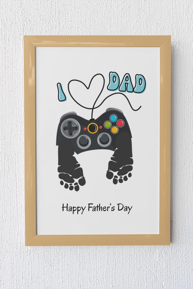 Dad Birthday | Father's Day Handprint Art | Video Game Footprint Stamp ...