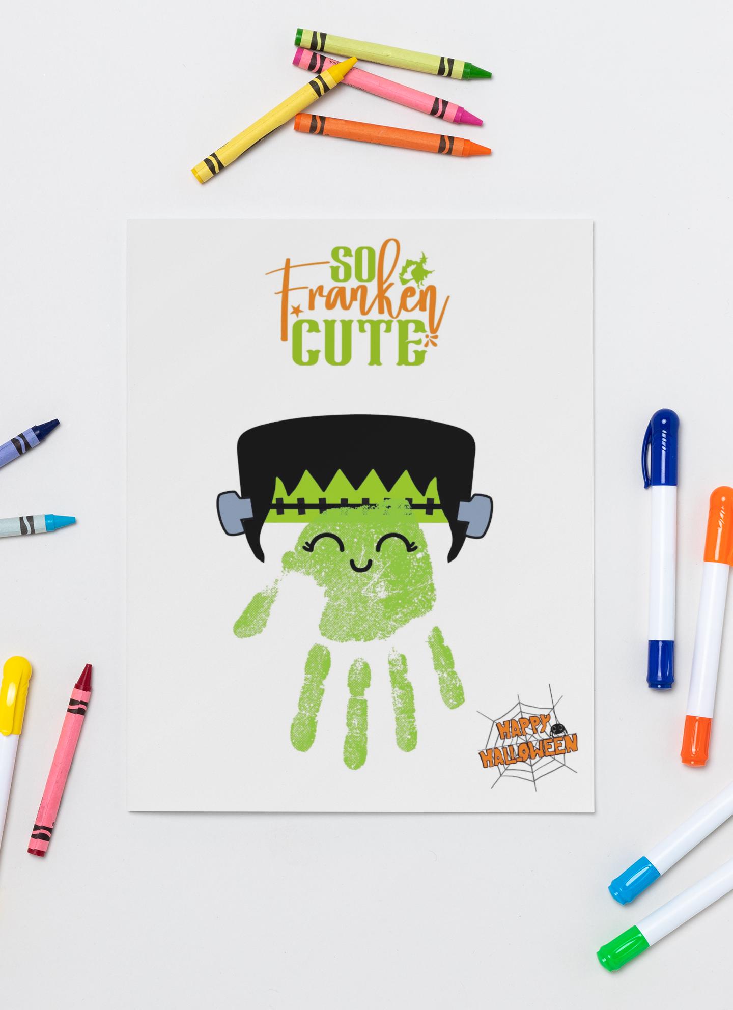 Frankenstein Handprint Art – Halloween Craft, Kid's Printable (PDF) - Etsy