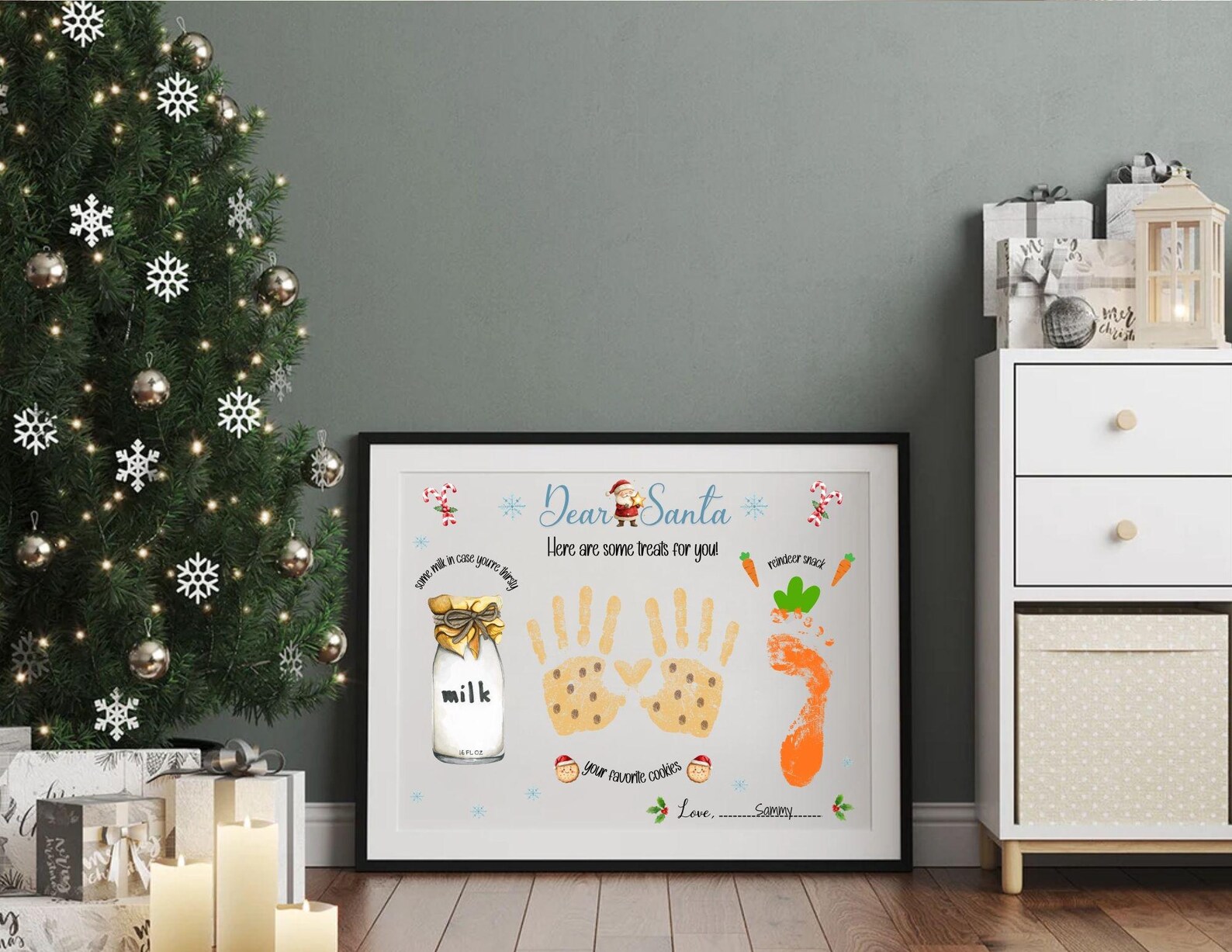 Dear Santa Handprint Footprint Placemat – Christmas Kids Craft ...