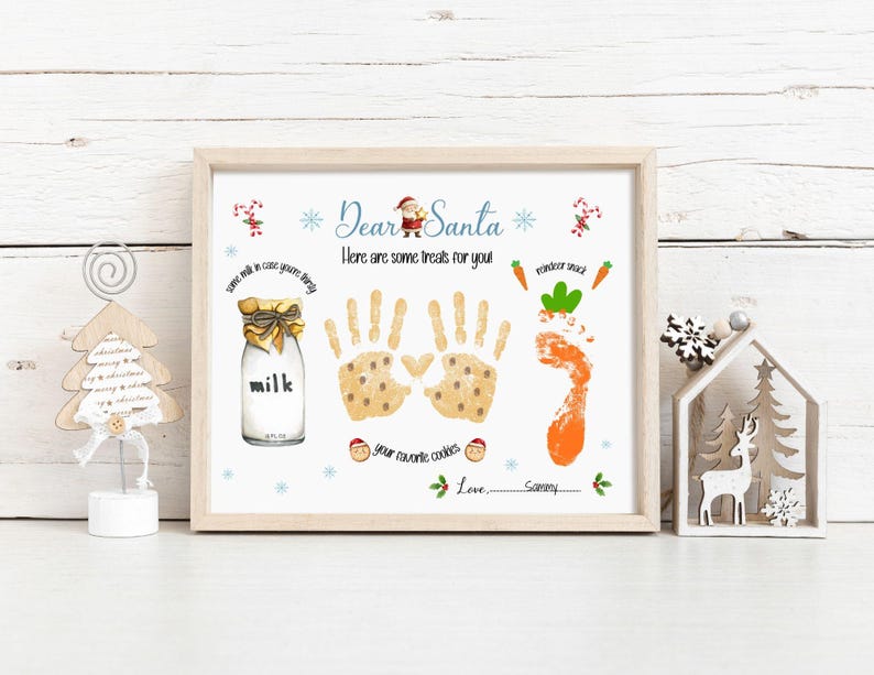 Dear Santa Handprint Footprint Placemat – Christmas Kids Craft ...