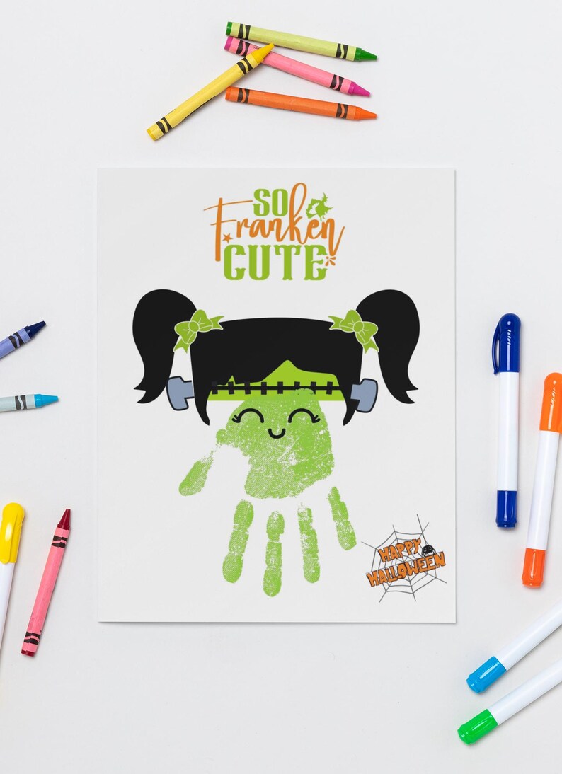 Frankenstein Handprint Art – Halloween Craft, Kid's Printable (PDF) - Etsy