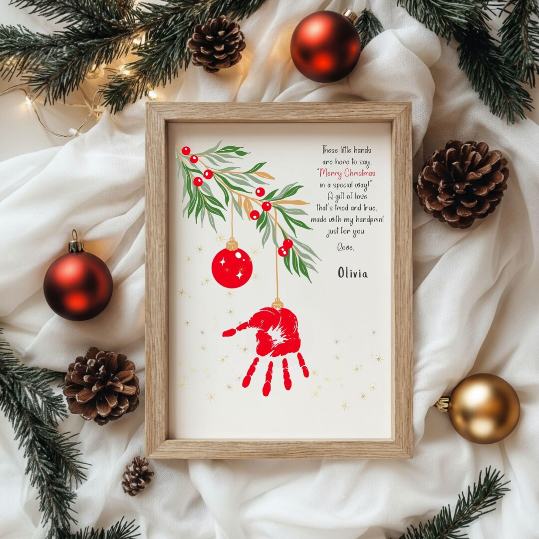Handprint Ornament Poem Printable – Merry Christmas Keepsake Holiday ...