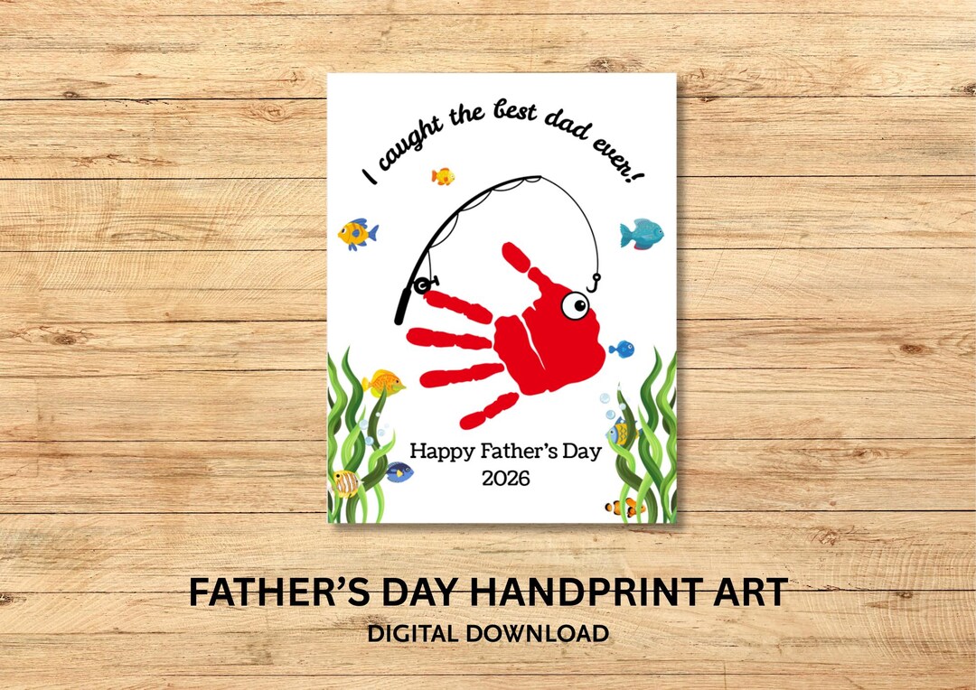 Fishing Handprint Art: Father's Day Keepsake Gift (printable) - Etsy