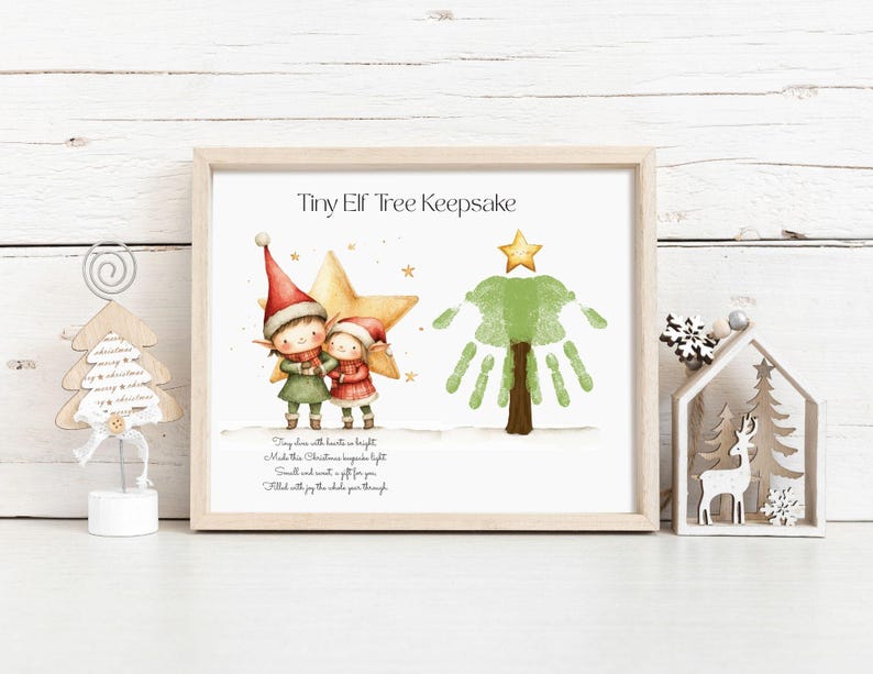 Elf Handprint Tree Printable, Kids Christmas Keepsake, Letter A4 17x11 ...