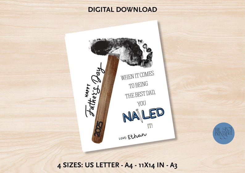 Father’s Day Footprint Craft – “you Nailed It!” Hammer Craft – DIY ...