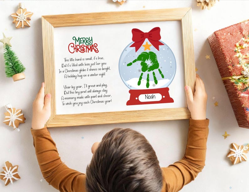 Christmas Handprint Poem Snow Globe, Personalized: Write the Child’s ...
