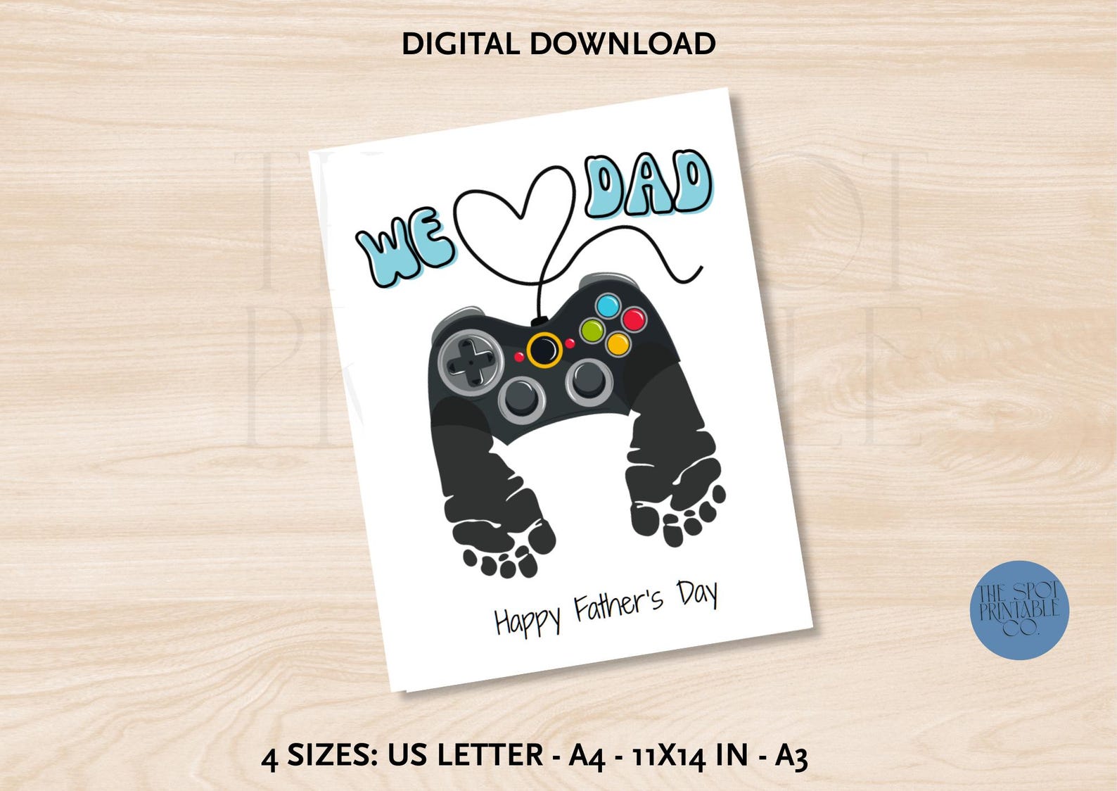 Gamer Dad Printable Art Father's Day Handprint | Video Game Footprint ...