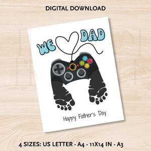 Gamer Dad Printable Art Father's Day Handprint | Video Game Footprint ...