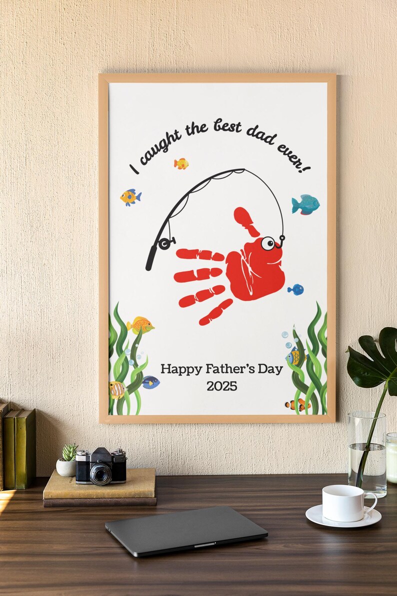 Dad Fish Handprint Art Printable | Dad Fishing Birthday Card | Fishing ...