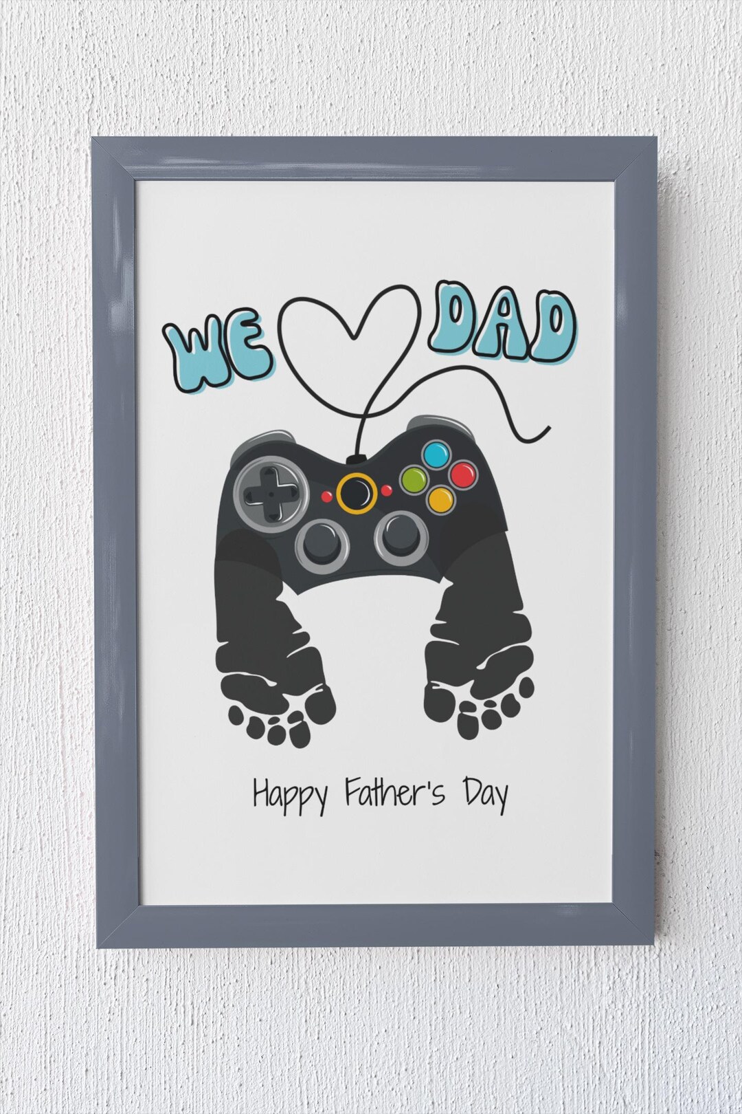 Gamer Dad Printable Art Father's Day Handprint | Video Game Footprint ...