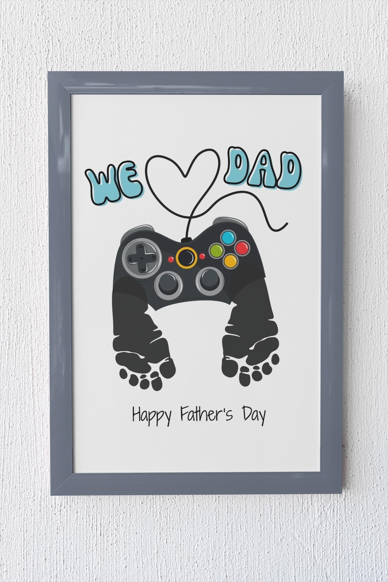 Gamer Dad Printable Art Father's Day Handprint | Video Game Footprint ...
