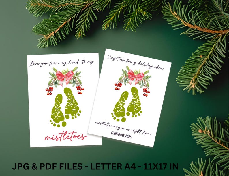Mistletoe Footprint Art – Baby Christmas Keepsake (PDF + JPG) - Etsy