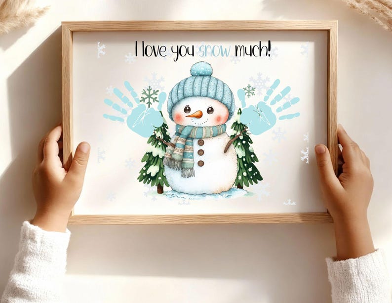 Snowman Handprint Printable, I Love You Snow Much, Digital Download - Etsy
