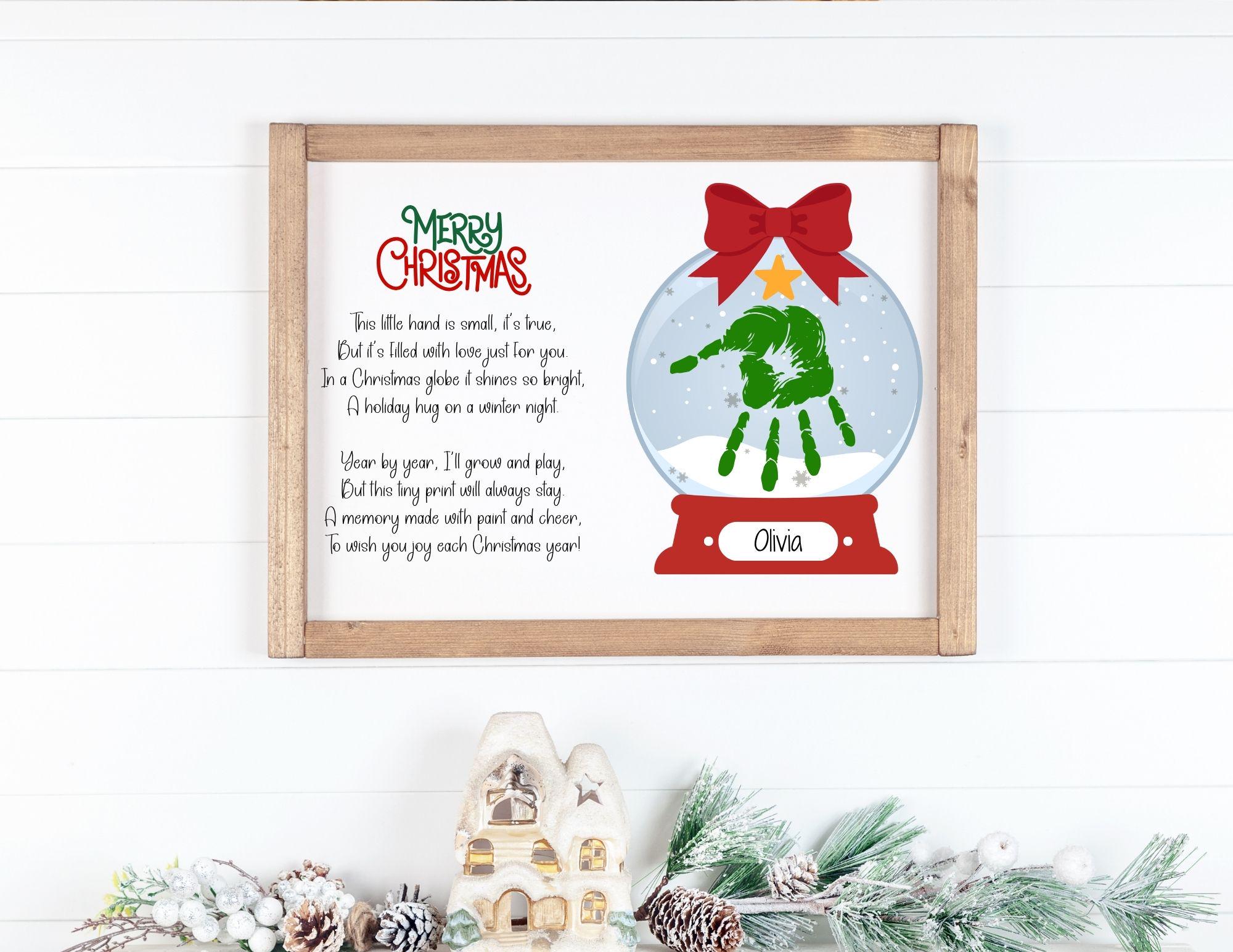 Christmas Handprint Poem Snow Globe, Personalized: Write the Child’s ...