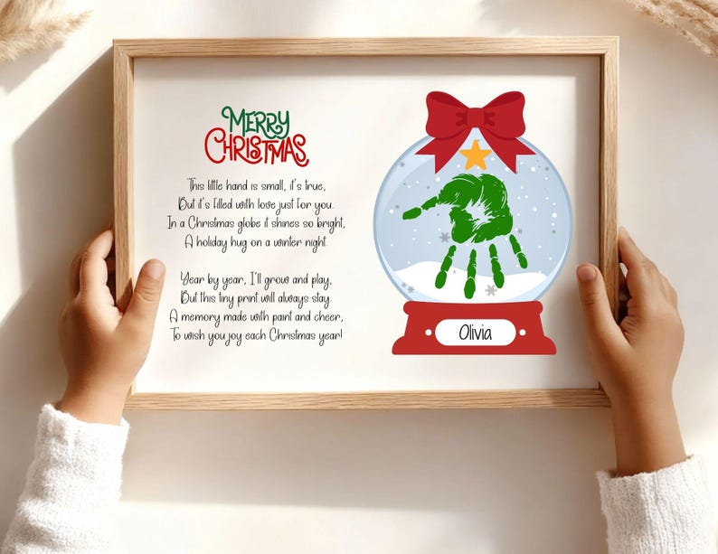 Christmas Handprint Poem Snow Globe, Personalized: Write the Child’s ...