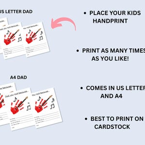Fathers Day Handprint Craft Printable Guitar Art Music Gift From Kids ...