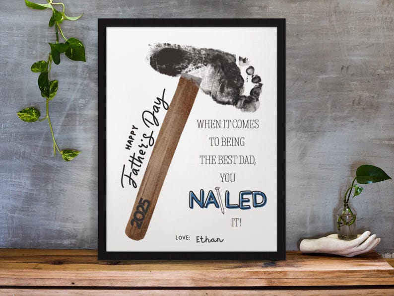 Father’s Day Footprint Craft – “you Nailed It!” Hammer Craft – DIY ...