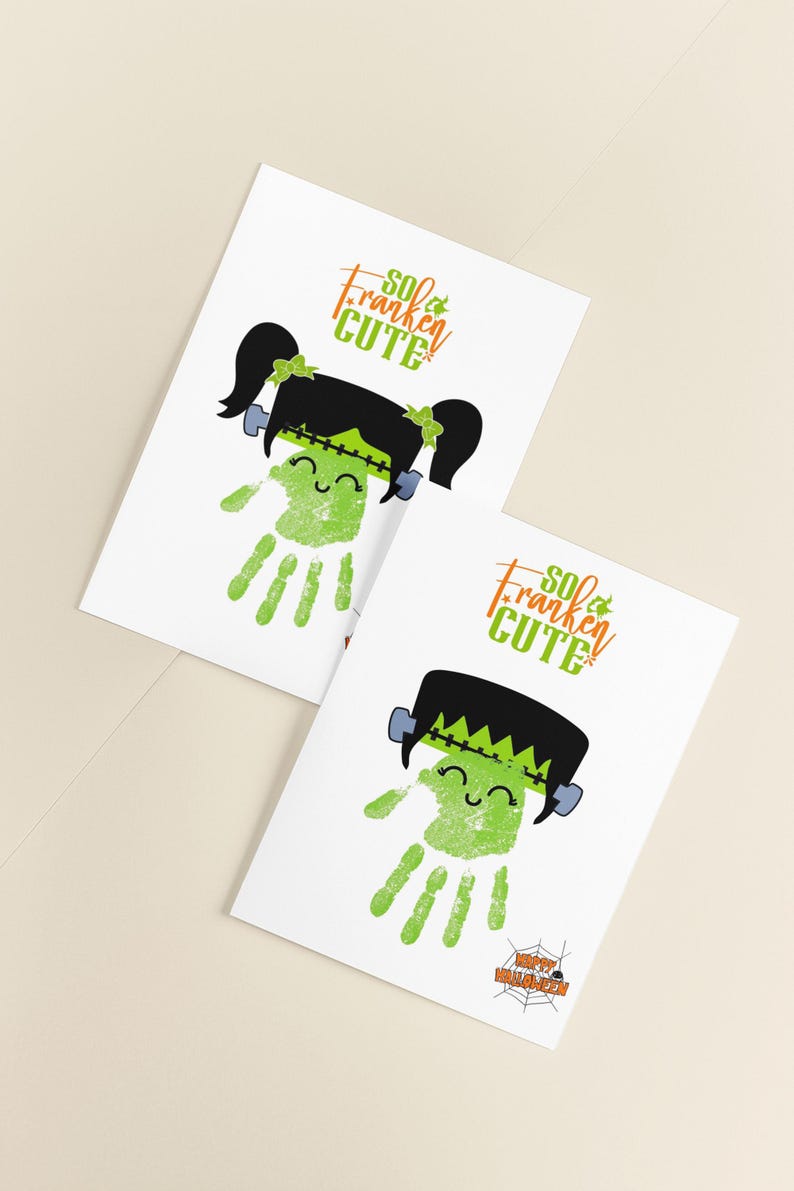 Frankenstein Handprint Art – Halloween Craft, Kid's Printable (PDF) - Etsy