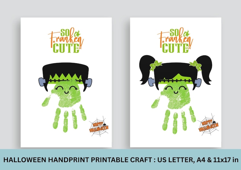 Frankenstein Handprint Art – Halloween Craft, Kid's Printable (PDF) - Etsy