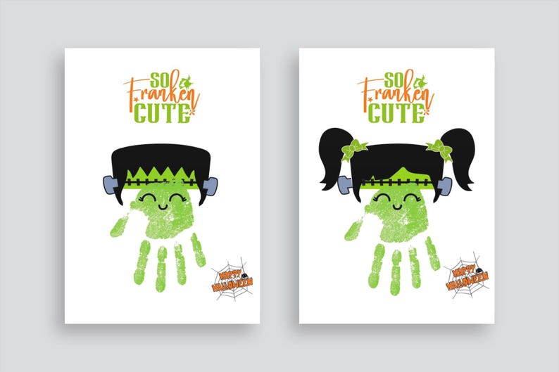 Frankenstein Handprint Art – Halloween Craft, Kid's Printable (PDF) - Etsy