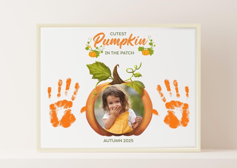 Cutest Pumpkin Handprint & Photo Frame Printable | Fall Kids Craft ...