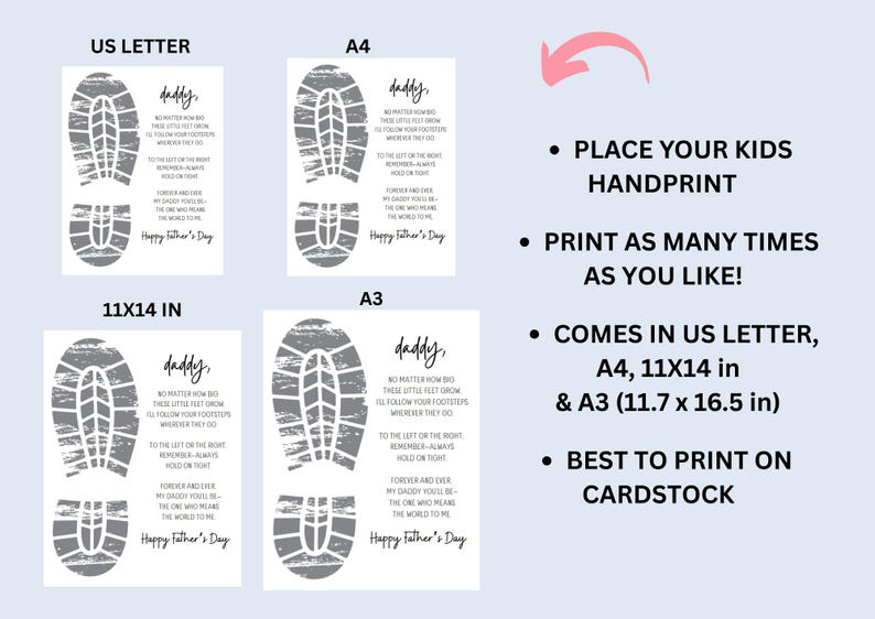 Father’s Day Footprint Poem Craft, Printable Dad Shoe Print + Kids ...