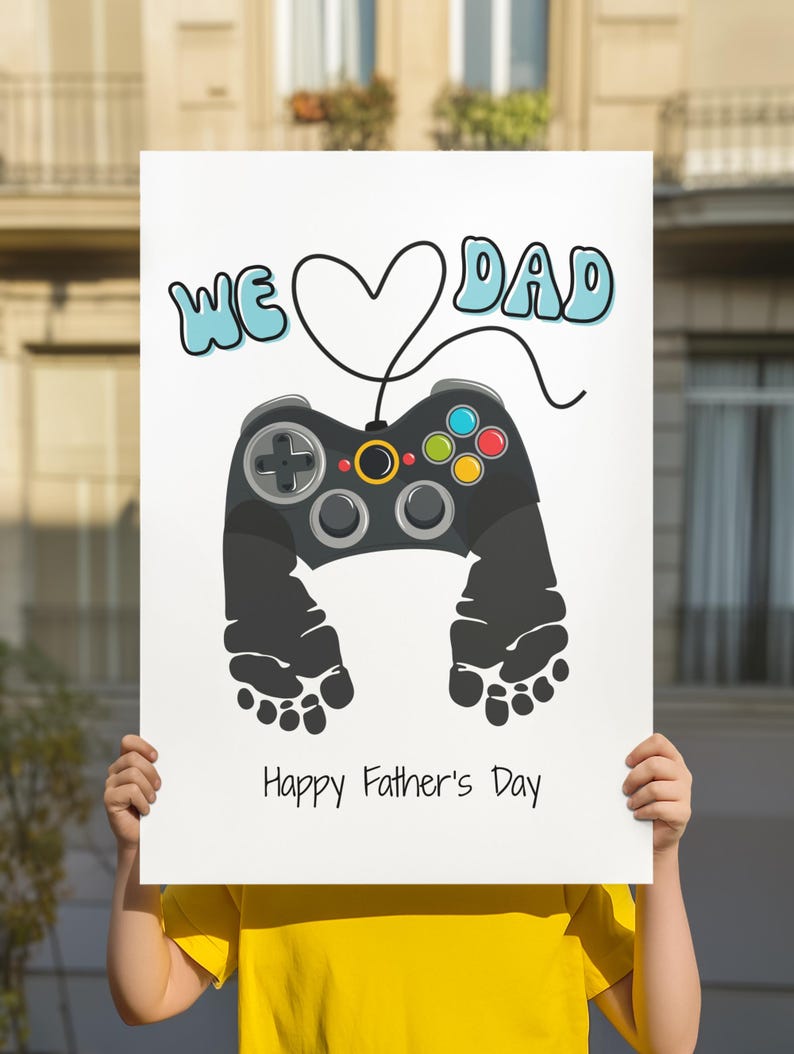 Gamer Dad Footprint Art | DIY Father's Day Gift (digital Download) - Etsy