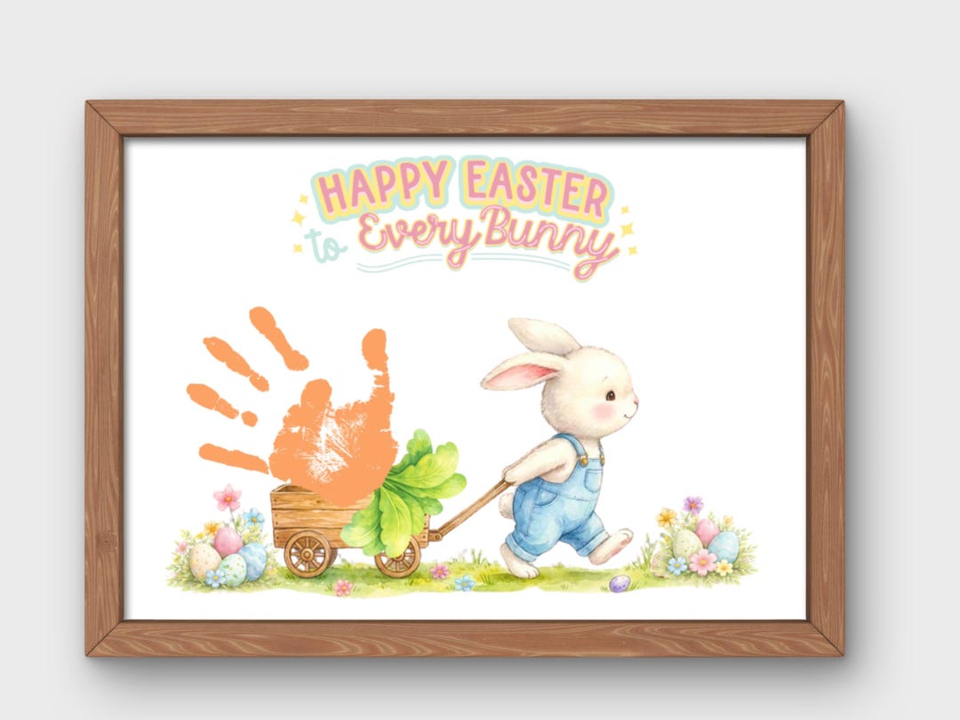 Easter Bunny Wagon Handprint Printable, Baby Footprint Craft, Kids and ...